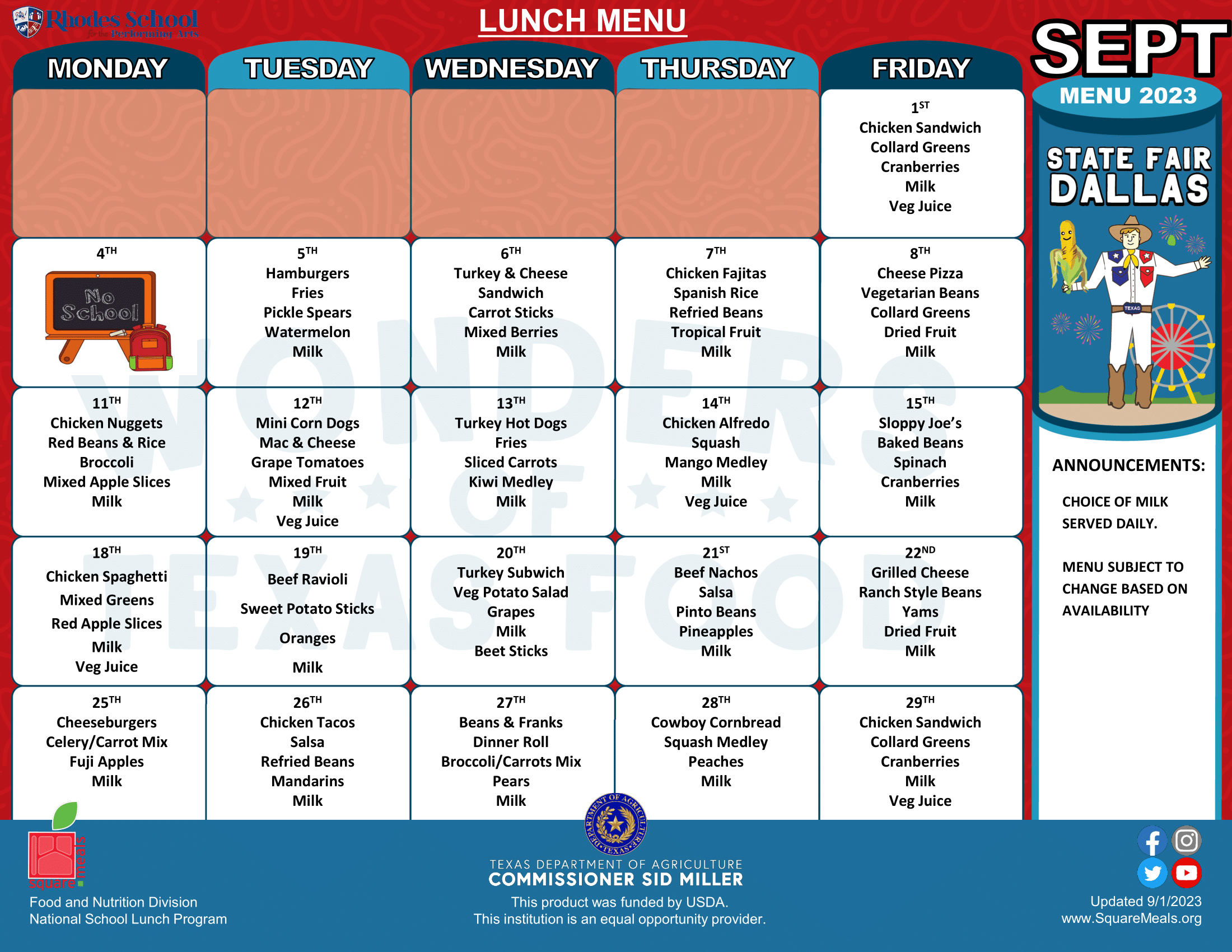 Child Nutrition | Rhodes School for the Performing Arts