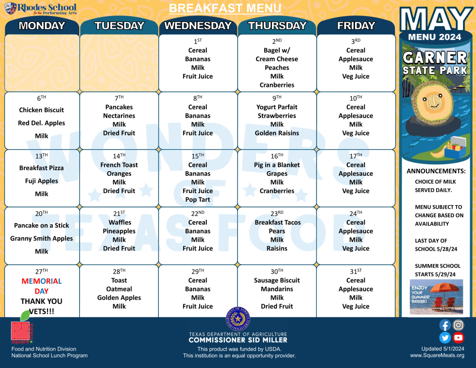 Child Nutrition | Rhodes School for the Performing Arts